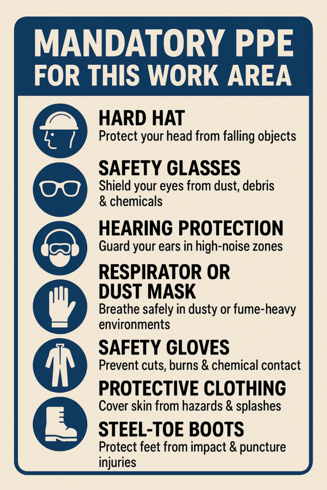 Mandatory PPE for Work Area Poster - OHSE