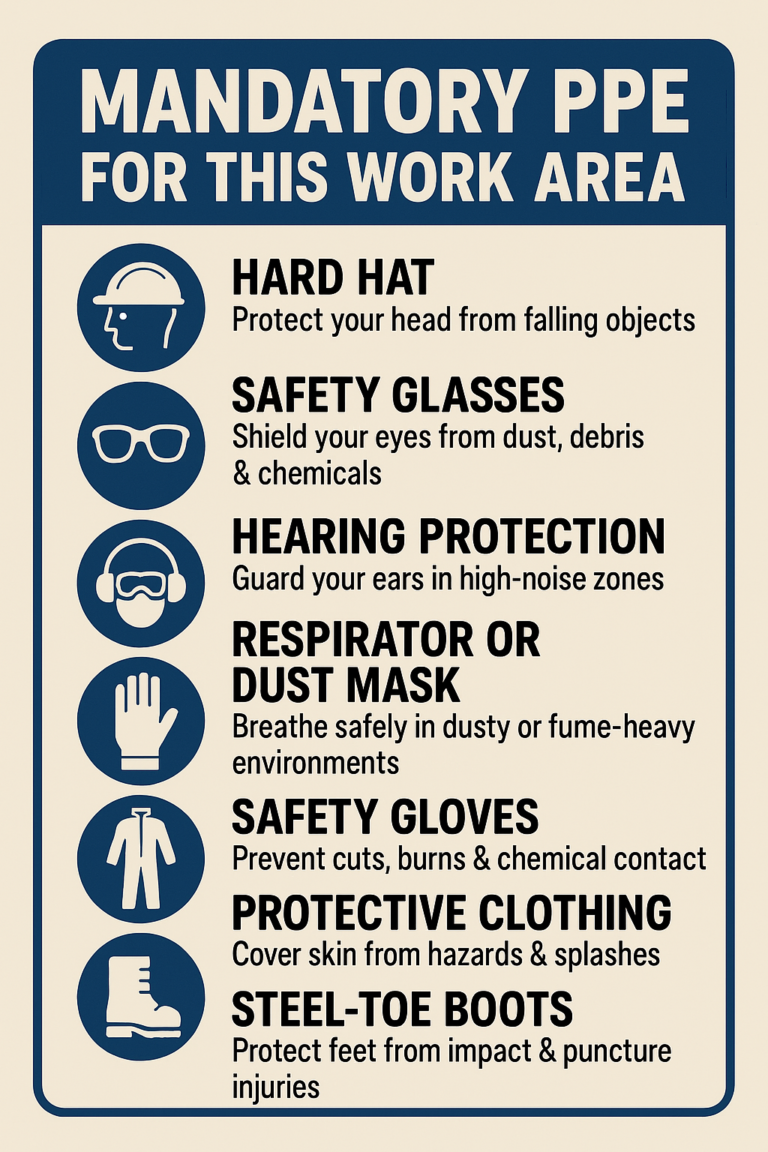 Mandatory PPE for Work Area Poster – OHSE