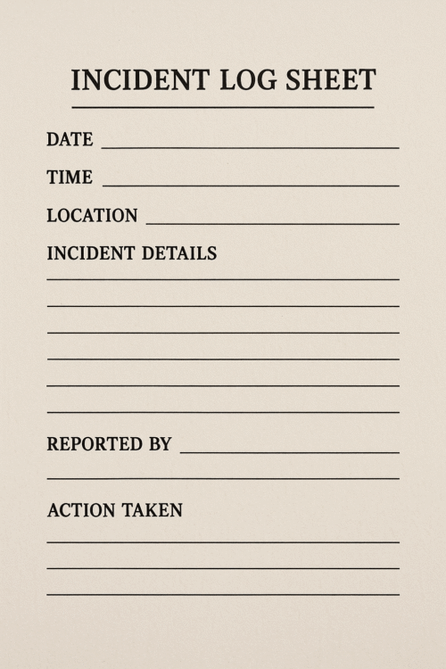 Incident Log Sheet PDF Free Download - OHSE