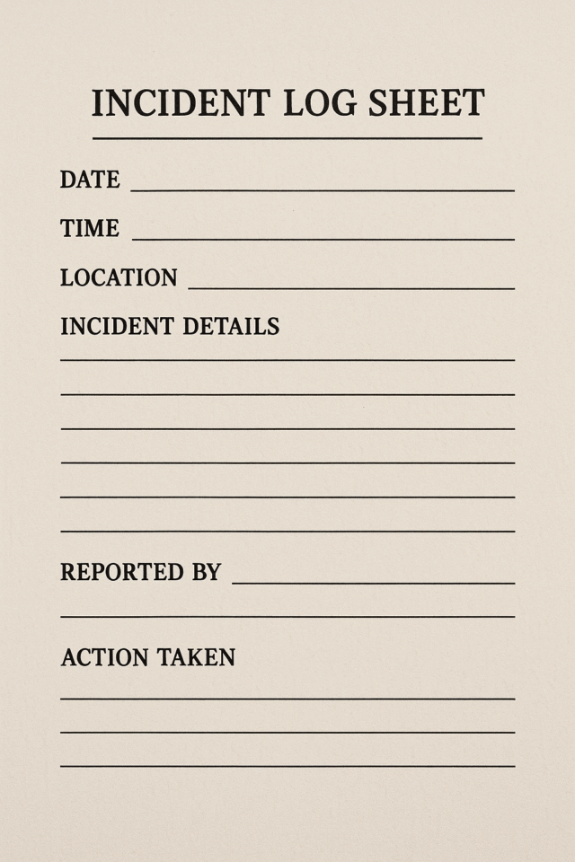 Incident Log Sheet PDF Free Download - OHSE